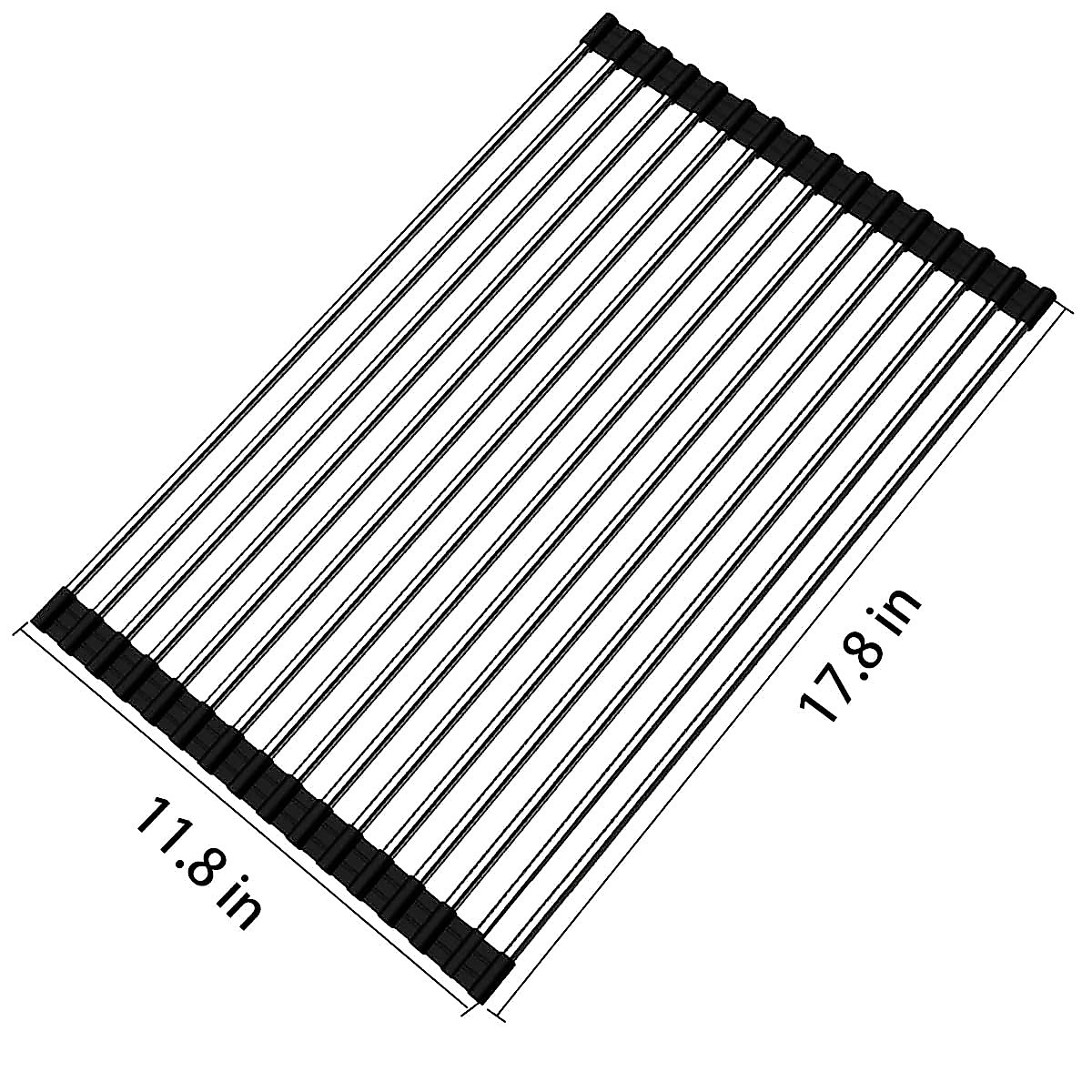 Ahyuan Roll up Dish Drying Rack Over The Sink Kitchen Roll up Sink Drying Rack Portable Dish Rack Dish Drainer Foldable SUS304 Stainless Steel Dish Drying Rack (17.7''x11.2'')