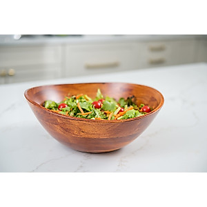 Lipper International Cherry Finished Wavy Rim Serving Bowl for Fruits or Salads, Matte, Large, 13" x 12.5" x 5", Single Bowl