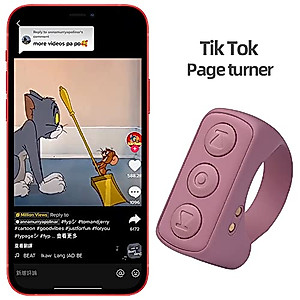 TikTok Remote Control Kindle App Page Turner, Bluetooth Camera Video Recording Remote, TIK Tok Scrolling Ring for iPhone, iPad, iOS, Android (D01 Pro Upgrade)