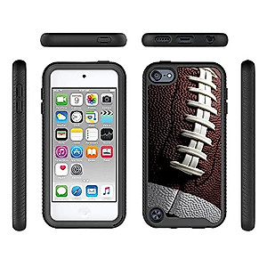 MYTURTLE iPod Touch 7th 6th 5th Generation Case Rugged Hybrid Shockproof Nonslip Cover, Realistic 3D Touch Textured Surface, Sports Fan Series, Football