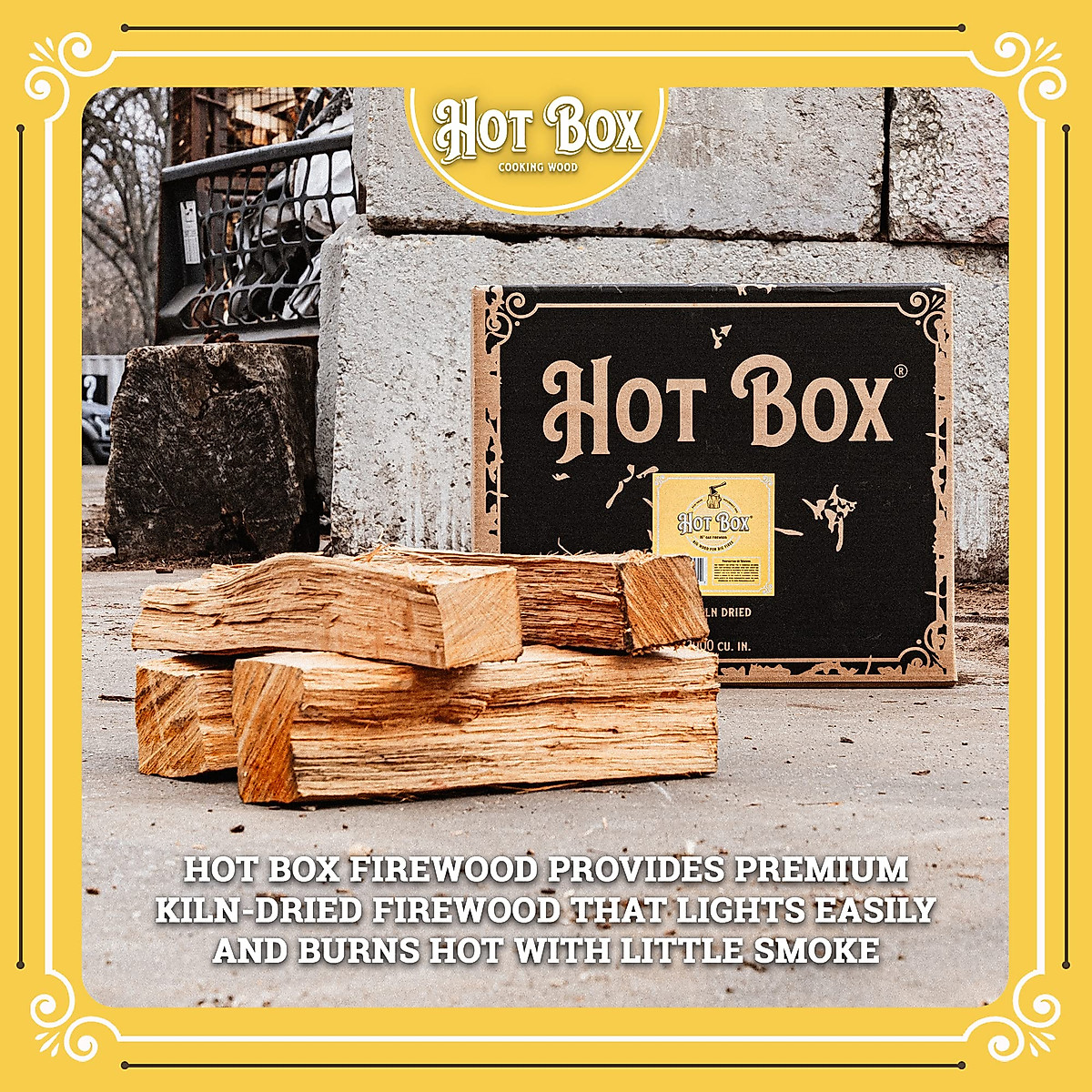 HOT BOX Kiln-Dried Oak Cooking Wood - 8 Inch Cut Logs For Portable Wood-Fired Pizza Ovens and Smokers, 1 Box (1300 Cubic Inches)