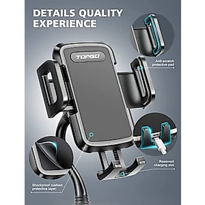 TOPGO Cup Holder Phone Mount, [Upgraded Adjustable Gooseneck & Firmly Stable] Cup Holder Phone Holder for Car, Cell Phone Automobile Cradles for iPhone 14, Samsung and More Smartphone(Black)