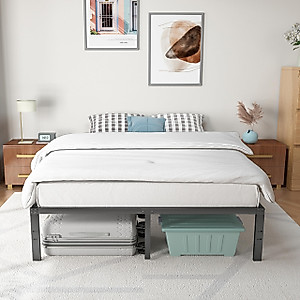 NOAH MEGATRON California King Size Platform Bed Frame 14 Inch Heavy Duty Metal Steel Slat Solid Mattress Foundation, Underneath Storage, No Box Spring Needed, Noise Free, Easy Assembly