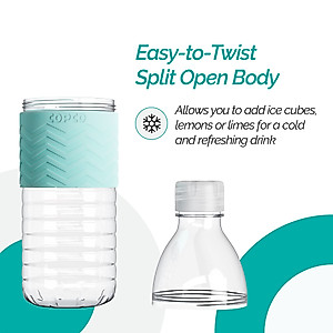 Copco Hydra Reusable Water Bottles | Set of 2 | Non-Slip Sleeve | Spill Resistant Lid | Clear Water Bottles for School, Gym, & Travel | BPA Free Tritan Plastic Water Bottles | 16 Oz (Robins Egg Blue)