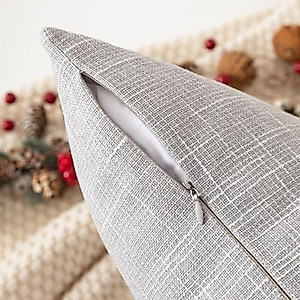 Kevin Textile Decor Pillow Cover Star Faux Linen Cushion Case with Hidden Zipper for Sofa/Chair/Couch, 2 Pcs, 16"x16", Grey White