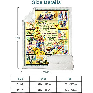 Onecmore Grandma Gifts Throw Blanket Grandma Christmas Birthday Gifts, Gifts for Grandma,Best Great Grandma Gifts,Nana Mothers Day Flannel Bed Sofa Blanket,Sunflower Elephant Throw Blanke