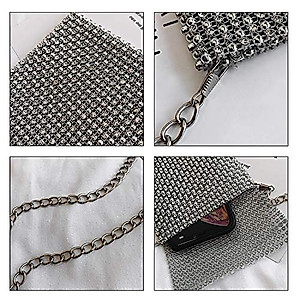 AIBEARTY Women Girls Sparkly Rhinestone Cell Phone Purse Mini Crossbody Bag Evening Clutch Shoulder Bag with Metal Chain