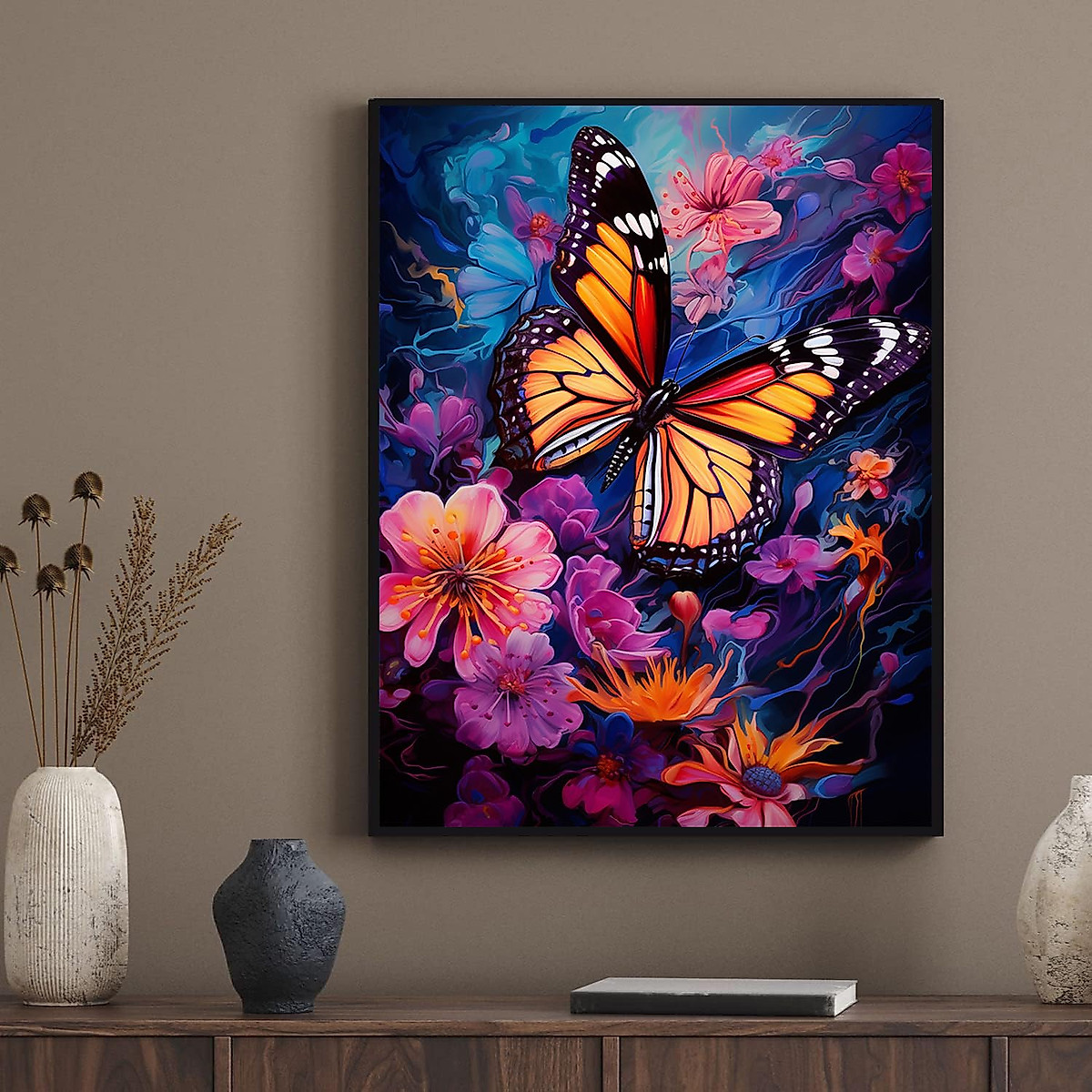 ijbnhd Butterfly Diamond Art Painting Kits for Adults - Full Drill Diamond Paintings for Beginners, Round 5D Diamond Painting Pictures Gem Art Painting Kits DIY Crafts Kits 12x16in