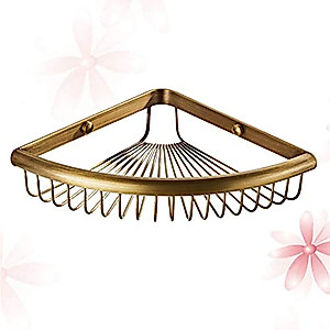 Amosfun Bathroom Organization and Storage Fan Shape Bath Storage Shelf Rack Wall Mount Bathroom Shower Organizer Basket Retro Storage Shelf Basket (Bronze)