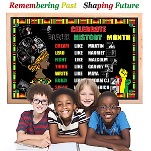 Black History Month Backdrop, 71"X43" Black History Month Banner Black History Month Bulletin Board Decorations for Classroom African American Celebration Decoration and Supplies