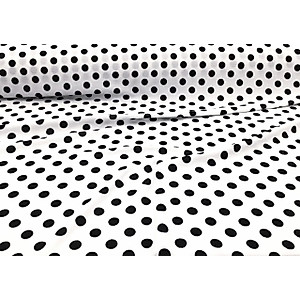 Bullet Printed Liverpool Textured Fabric 4 Way Stretch White Black Polka Dot V38