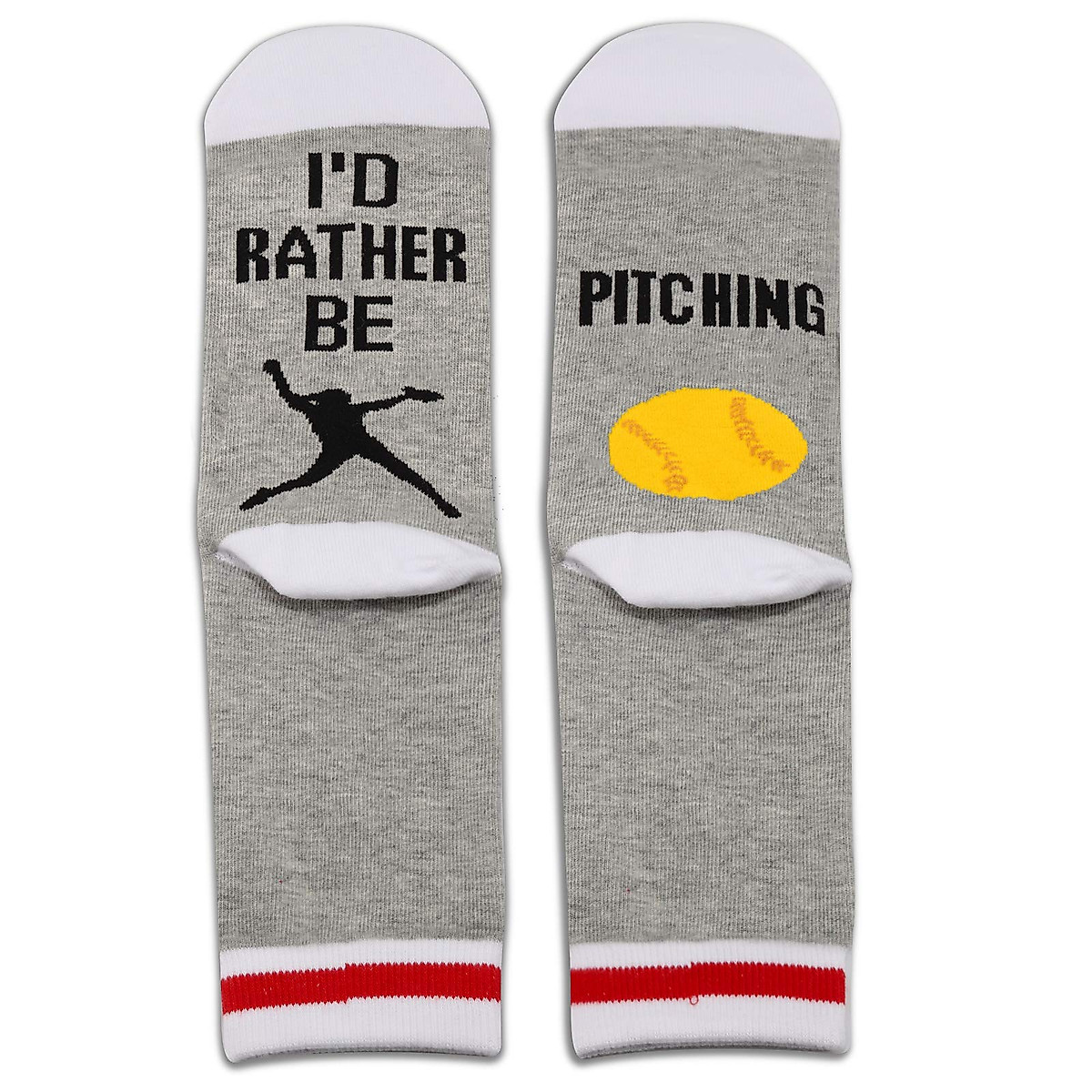 PXTIDY 2 Pairs Softball Socks Softball Gifts For Pitcher I'd Rather Be Pitching Socks Gift for Softball Players Softball Lover Gift(PITCHING)