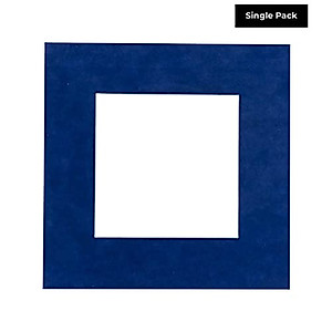 12x12 Mat Bevel Cut for 8x8 Photos - Precut Brooke Blue Suede Square Shaped Photo Mat Board Opening - Acid Free Matte to Protect Your Pictures - Bevel Cut for Family Photos, Pack of 1 Matboard