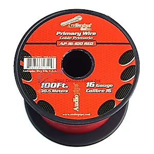Best Connections Audiopipe Copper Clad Stranded Car Audio Primary Remote Wire (16 Gauge 100', Red)