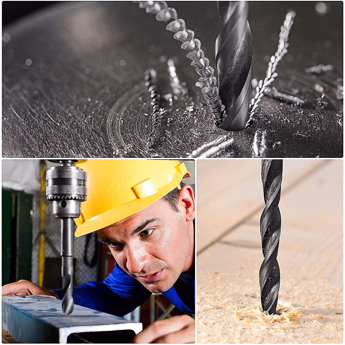 Auniwaig Reduced Shank Drill Bit, 0.59" HSS Drill Bit, 155mm Length High Speed Steel with Straight Shank, for Iron Cooper Aluminum Plate Metal