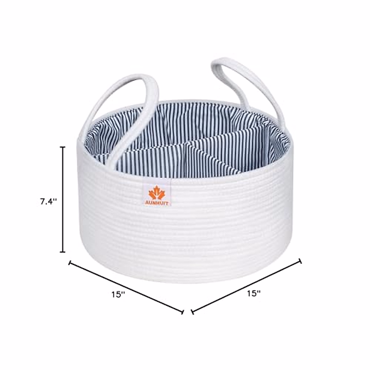 Large Baby Diaper Caddy Organizer 15"X7.4" Round Hanging Nursery Storage Bin Portable Changing Table/Car Travel Tote Bag Removable Inserts Newborn Registry Boy Girl Shower Rope Basket