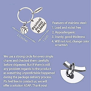Infinity Collection Basketball Keychain- Girls Basketball Gift, She Believed She Could Basketball Jewelry For Female Basketball Players & Coaches