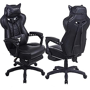Zeanus Gaming Chairs with Footrest Recliner Computer Chair for Adults Massage Gaming Chair Big and Tall Gaming Chair Ergonomic Office Gamer Chair for Heavy People Recliner Racing Gaming Chair Black