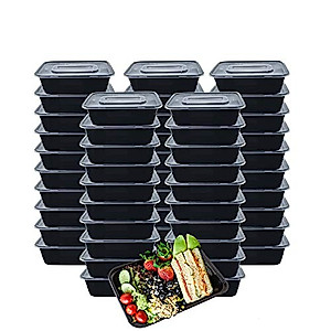 HOMEE Meal Prep Containers 50 Pack/ 26 oz Reusable Food Storage Containers Bento Lunch Box with Lids Made of Plastic, Stackable, Microwavable, Freezer and Dishwasher Safe Use