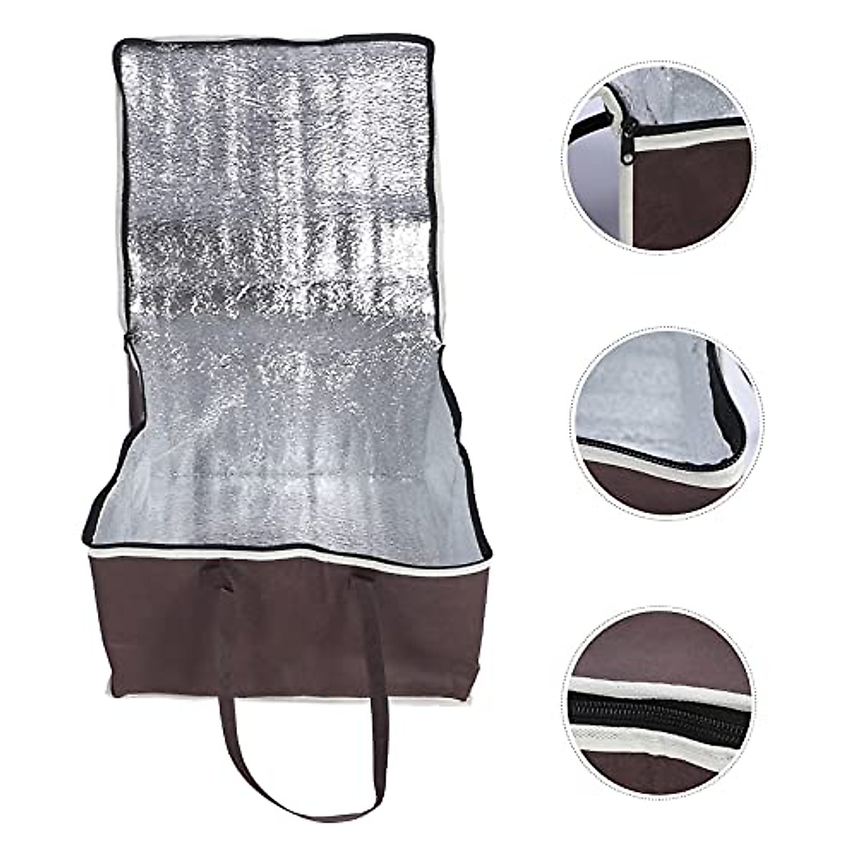 Insulated Food Delivery Bags Grocery Pizza Tote Bag Aluminum Foil Pouch Foldable Heavy Duty Storage Container for Hot and Cold Food Restaurants Catering (Coffee), 44x44cm (4117DMUO48VM917K6OYE)