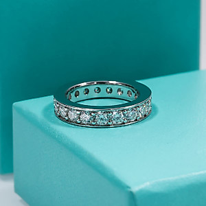 AnuClub Moissanite Eternity Wedding Band Ring 4.4ctw D Color Lab Diamond Channel Set 18K Gold Plated Silver Ring, Christmas Gift for Women, Christmas Gift for Women With Certificate 8