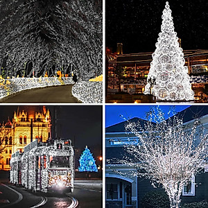 4-Pack 180FT Solar Lights Outdoor Waterproof, Super Bright 320 LED Solar Fairy Lights with 8 Lighting Modes, Green Wire Outdoor Solar Twinkle Lights for Xmas Tree Decoration (Cool White)