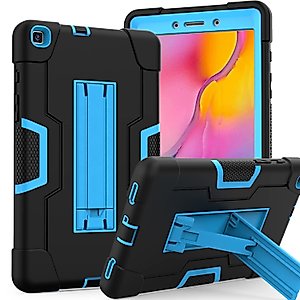 Cantis Case for Samsung Galaxy Tab A T290/T295 (2019 Version), Slim Heavy Duty Shockproof Rugged Protective Case with Kickstand for 8.0 inch Galaxy Tab A Cover for Kids (Black+Blue)