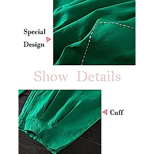 Minibee Women's Cropped Harem Pants Elastic Waist Pull On Wide Leg Trousers with Pockets Linen XL