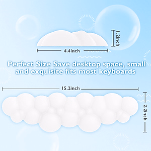 MANBASNAKE Keyboard Cloud Wrist Rest,PU High Density Memory Foam with Non-Slip Base for Typing Pain Relief,Ergonomic Keyboard Pad with Wrist Support for Home Office/Computer/Laptop/Gaming/Mac-White