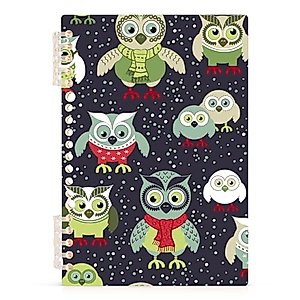 SPRIPORT Christmas Night Owls Spiral Journal Notebook for Women Men A5 Memo Notepad Sketchbook with Durable Hardcover & 60 Pages Diary Spiral Book for Journaling Boys Grils Study Notes Work School