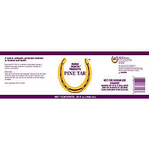 Horse Health Pine Tar, Natural Topical Antiseptic for Use on Horse Hooves, Helps Retain Moisture, Helps Keep Hooves from Cracking and Splitting, 32 Fluid Ounces