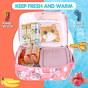Girls Lunch Boxes for School,Pop Kids Lunch Box Bag for little Girls Back to School,Insulated Lunch Bag Box Tote for Kids School Travel Gifts,School Supplies Leakproof Cooler Bag Girls Lunch Box