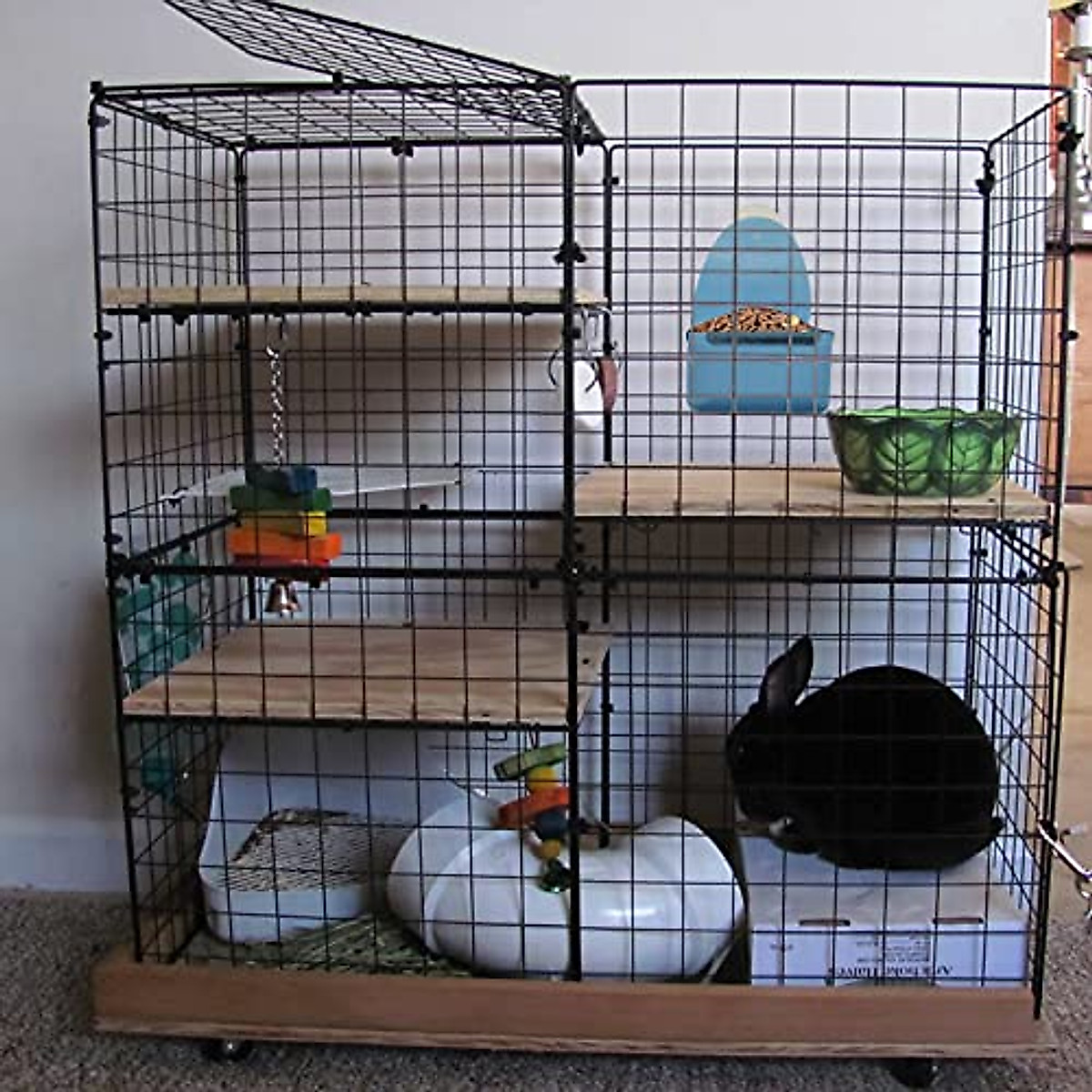 kathson Food and Water Bowl Cage Feeder for Rabbits Dish Feeder Removable Hanging Spill Proof Anti Bite for Rabbit, Guinea Pig, Chinchilla, Hamster, Ferret (Blue)