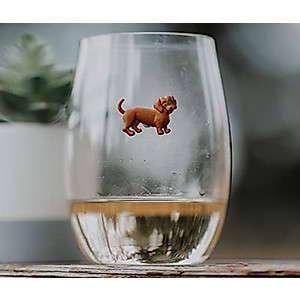 Simply Charmed Dog Wine Charms or Magnetic Glass Markers for Stemless Glasses - Great Birthday or Hostess Gift for Dog Lovers - Set of 6 Cute Puppy Glass Identifiers