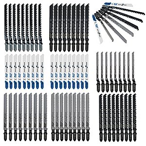 Jigsaw Blades Set, 80 Piece T Shank Jig Saw Blades Set for Wood Plastic Metal Cutting Fit for HCS/HSS Replacement Jig Saw Blade