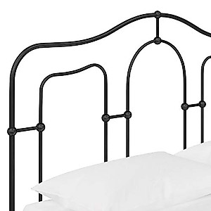Mr. Kate Primrose Metal Bed with Secured Slats, Headboard and Footboard, Queen Size Frame, Black