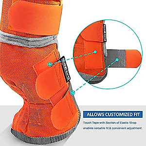 Harrison Howard Horse Fly Boots Perfect Contoured Fit Leg Guards Dense Mesh Boots with Ventilated Comfort Reliable Protection from Summer Elements Set of 4 Vibrant Orange L