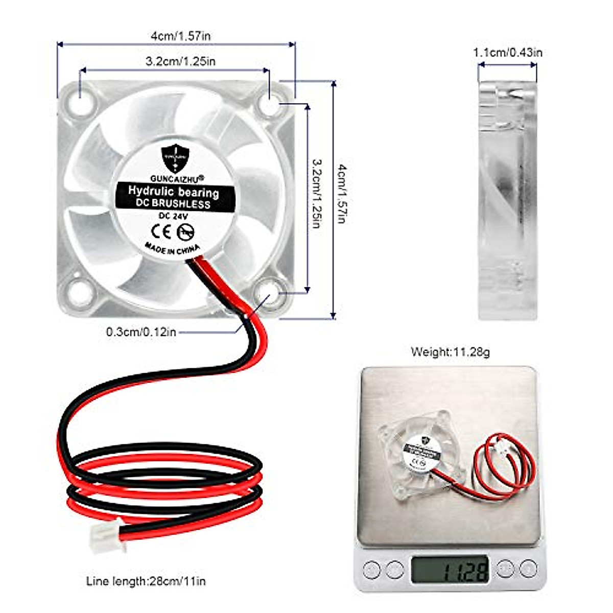 MakerHawk 40 40 10 Fan 24V Hydraulic Bearing Brushless Cooling Fan RGB LED DC 4010 40x40x10mm 0.05A for 3D Printer, PC, Case, CPU