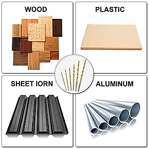 Hymnorq Jobber Length Mini Twist Drill Bits Set of 60pcs Six Fractional Inch Sizes, 3/64 1/16 5/64 3/32 7/64 1/8 Inch Titanium Coated HSS 4341 for Wood Plastic and Soft Metal Sheet