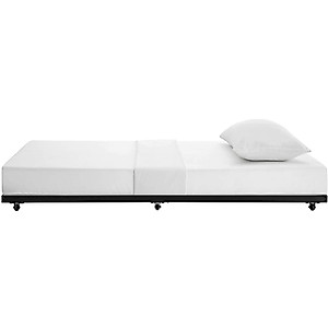 Home Accent Furnishings Modern Industrial Twin-Size Roll-Out Metal Trundle Bed Frame - Black