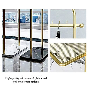 TAOQZI Garment Rack,Modern Coat Rack with Shelf,Heavy-Duty Clothing Racks Freestanding with Marble Base,for Hang Clothes,Hat,Scarf,Organize Shoes(Color:Black)