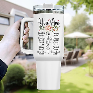 34HD Inspirational Religious Gifts for Women, Christian Tumbler with Handle and Straw, 40oz God Say You Are Cup, Birthday Mothers Day Gifts for Mom Grandma Sister Aunt Friend