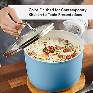 KitchenAid Hard Anodized Ceramic Nonstick Cookware Sauce Pan with Lid, 3 Quart, Blue Velvet
