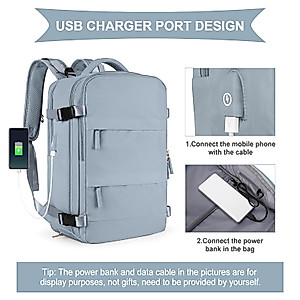 coowoz Large Travel Backpack For Women Men,Carry On Backpack Flight Approved,Hiking Backpack Waterproof Outdoor Rucksack Casual Daypack Fit 15.6 Inch Laptop Shoes Compartment (Gray Blue-L)