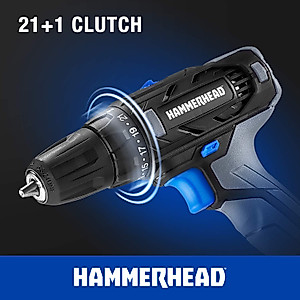 Hammerhead 20V 2-Speed Cordless Drill Driver Kit with 1.5Ah Battery and Charger - HCDD201