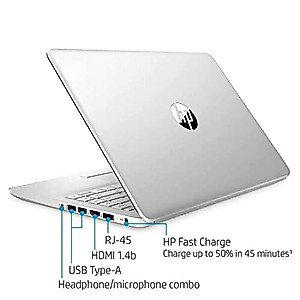 HP 14 inch FHD Display Laptop, AMD Ryzen 3 3250U up to 3.5GHz (Beat i5-7200U), 4GB RAM, 128GB SSD, AMD Radeon Graphics, Webcam, WiFi 5, Bluetooth, Windows 11 Home in S Mode, Bundle with JAWFOAL