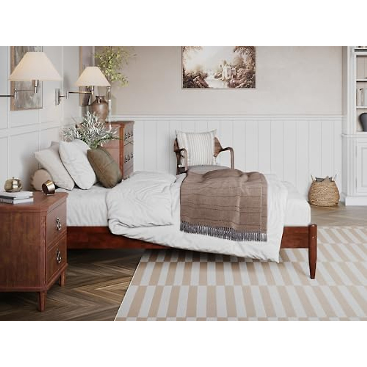 AFI, Pasadena 14" Twin XL Wood Basic Platform Bed Frame, Walnut