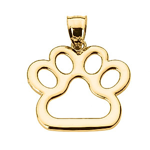 Polished 14k Gold Dog Paw Print Pendant Necklace, 22"