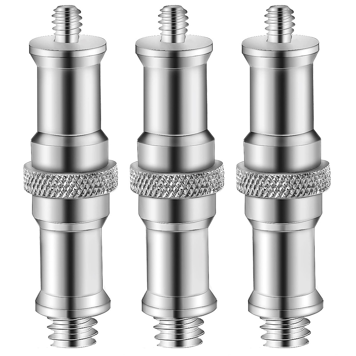 3 Pieces Standard 1/4 to 3/8 inch Metal Male Convertor Threaded Screw Adapter Spigot Stud for Studio Light Stand, Hotshoe/Coldshoe Adapter, Ball Head, Wireless Flash Receiver, Trigger