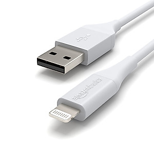 Amazon Basics USB-A to Lightning ABS Charger Cable, MFi Certified Charger for Apple iPhone 14 13 12 11 X Xs Pro, Pro Max, Plus, iPad, 10,000 Bend Lifespan, 6 Foot, White